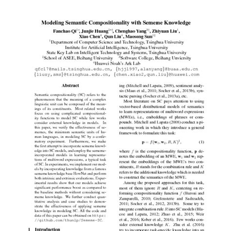 Modeling Semantic Compositionality With Sememe Knowledge Acl Anthology