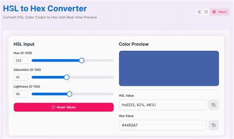 Hsl To Hex Converter Webtoolscenter