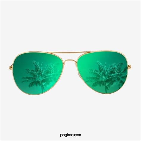 Green Gradient Sunglasses With Palm Tree Reflection