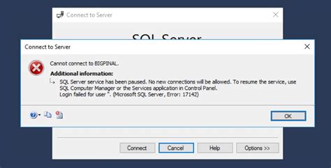 Sql Server Error 17142 Sql Server Service Has Been Paused No New