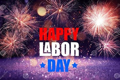 Happy Labor Day Festive Background With Fireworks And Glitters Bokeh