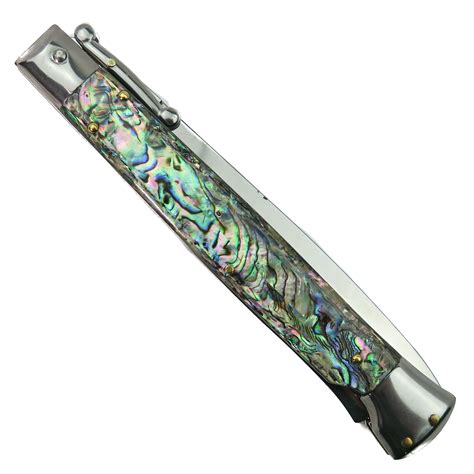 Frank Beltrame 11 Abalone Swinguard Stiletto Knife Bladeops