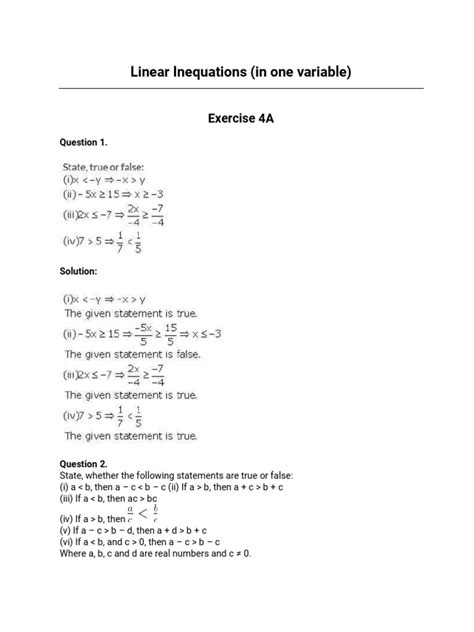 Selina Concise Maths Solutions Class 10 Chapter 4 Linear Inequations In One Variable Pdf