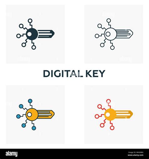 Digital Key Icon Set Four Elements In Diferent Styles From Crypto Currency Icons Collection