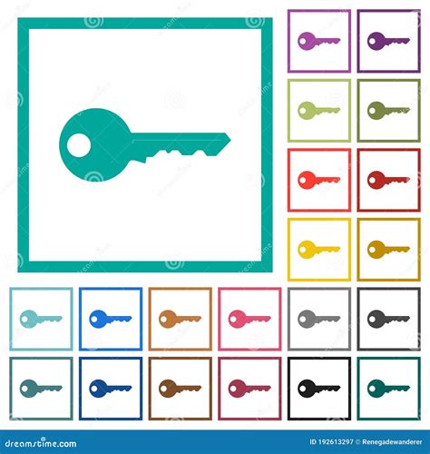 Safety Key Flat Color Icons With Quadrant Frames Stock Vector