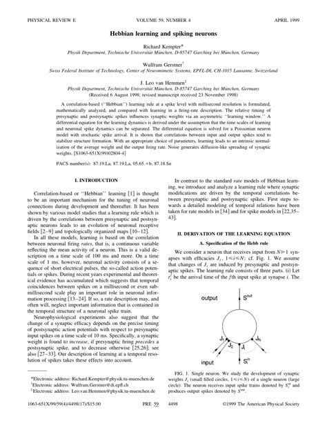 pdf hebbian learning and spiking neurons