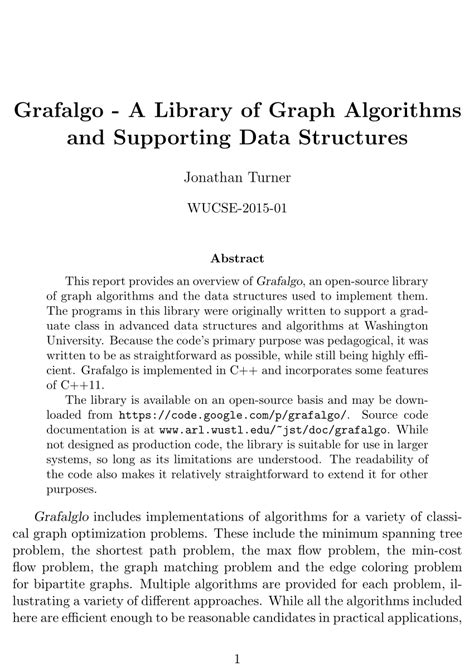 PDF Grafalgo A Library Of Graph Algorithms And Supporting Data Structures