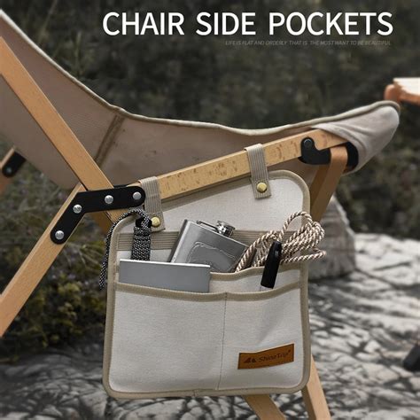 캠핑 의자 팔걸이 수납 가방 캔버스 접이식 의자 정리함 사이드 포켓 파우치 가방 야외 캠핑 피크닉 낚시 바용 1 개
