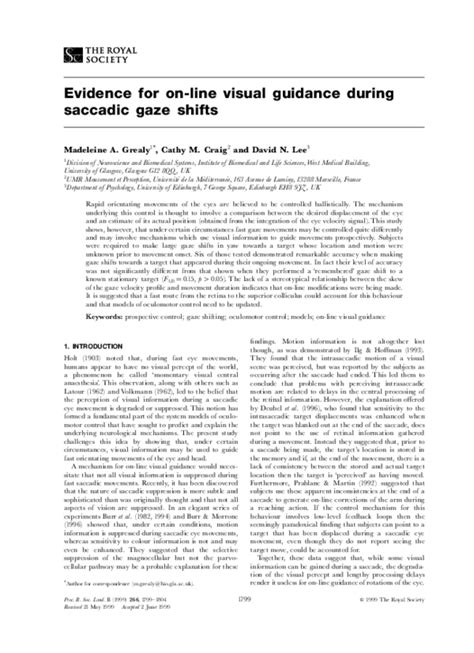 pdf evidence for on line visual guidance during saccadic gaze shifts