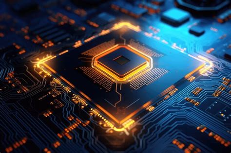 Premium Photo Close Up Of A Cpu Chip With Glowing Circuits Photo