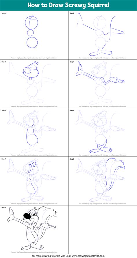 How To Draw Screwy Squirrel Screwy Squirrel Step By Step