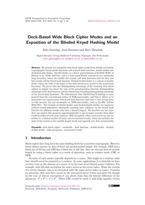 pdf deck based wide block cipher modes and an exposition of the