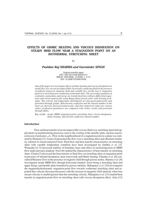 Pdf Effects Of Ohmic Heating And Viscous Dissipation On Steady Mhd
