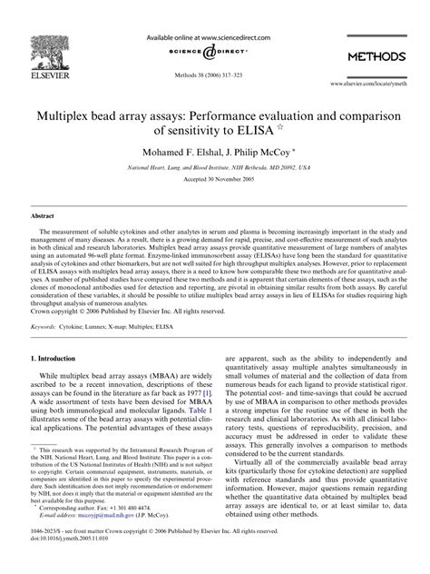 Pdf Multiplex Bead Array Assays Performance Evaluation And