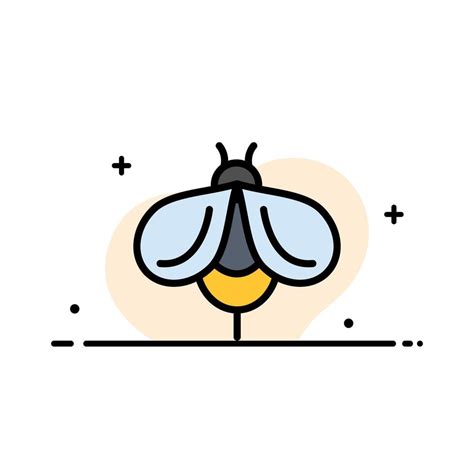 Bee Fly Honey Bug Business Flat Line Filled Icon Vector Banner Template