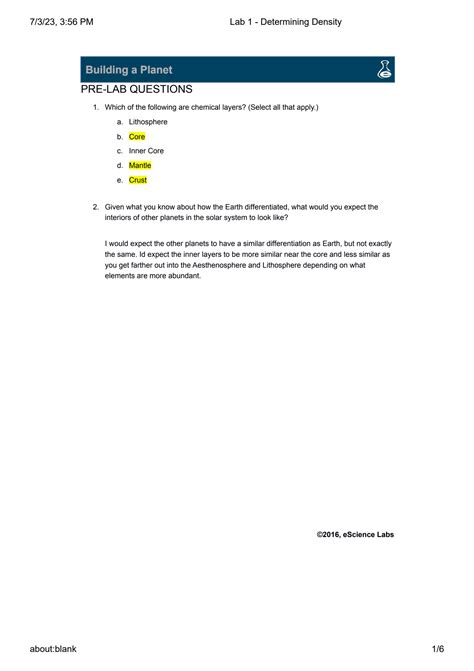 SOLUTION Lab Determining Density Studypool