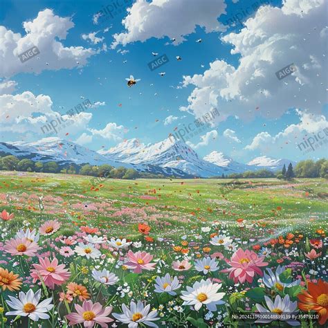 Ai创作图花丛蓝天白云背景 蓝天白云森林花海 自然美景壁画 蓝天白云花丛 魅力花丛景观 花景观 宽屏风景画 唯美花田场景 鲜花景观 唯美梦幻花田场景 室内装饰画自然景观 美丽风景画 3d风景画