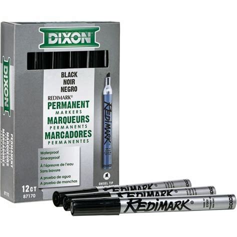 Dixon Industrial RediMark Chisel Tip Permanent Markers Chisel Marker Point Black Ink Metal