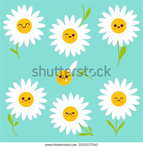 Cute Daisy Flower Characters Vector Illustration Stock Vector Royalty Free
