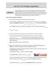 Lab 10 1 10 3 Testing A Hypothesis 1 Docx Lab 10 1 10 3 Testing A Hypothesis In This Activity