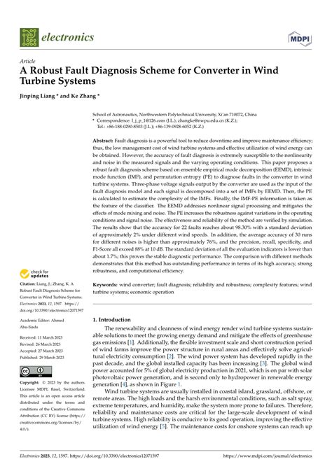 Pdf A Robust Fault Diagnosis Scheme For Converter In Wind Turbine Systems