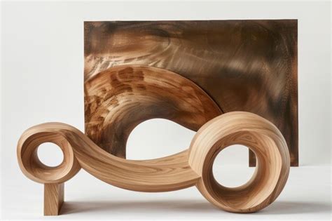 A Wooden Sculpture Of A Curved Wooden Object With A Curved Design