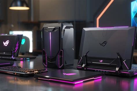 A Computer With A Purple Light That Says Dell On It Premium Ai