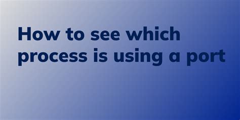 How To See Which Process Is Using A Port