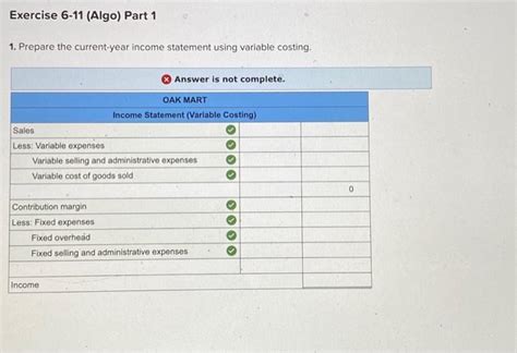 solved exercise 6 11 algo absorption costing and variable