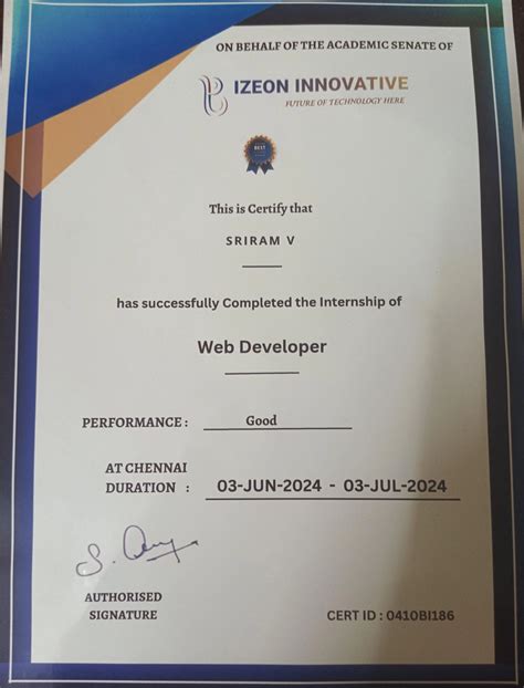 webdevelopment internship learning growth sriram v