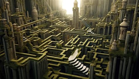 Premium Photo Mystical Fantastic Fantasy 3d Labyrinth Maze Design