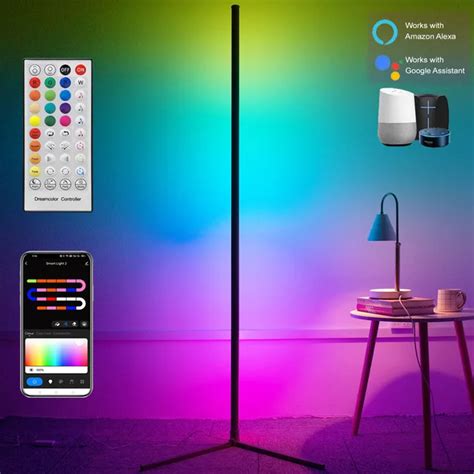 스마트 투야 코너 플로어 램프 밝기 조절 Rgb Led 모던 무드 조명 알렉사 스탠드 조명 침실 게임 거실 장식 160cm