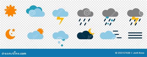 The Weather Flat Icon Vector Collection Weather Icons Set Color Simple