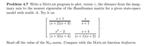 Solved Problem Write a MATLAB program to plot versus γ Chegg