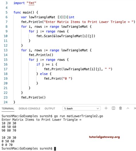 Go Program To Print Matrix Lower Triangle