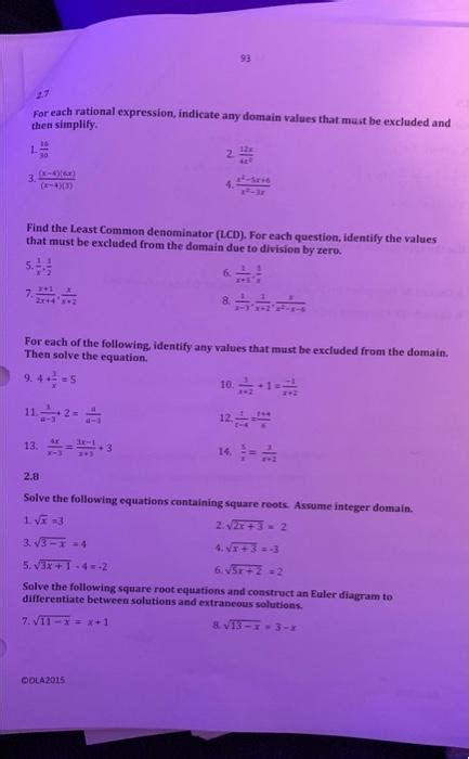 Solved For Each Rational Expression Indicate Any Domain