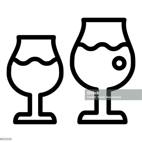 와인 잔 라인 아이콘입니다 두 잔의 와인 벡터 그림이 흰색으로 분리되어 있다 음료 개요 스타일 및 앱을 위해 설계되었습니다