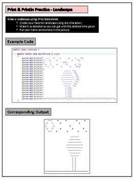 Ap Computer Science Java Programming Using Print Println To Draw Landscape