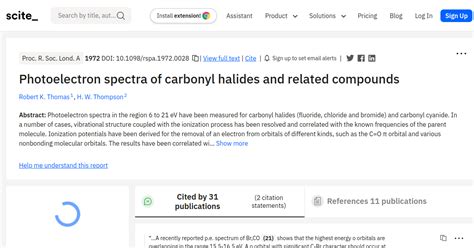 Citation Report Photoelectron Spectra Of Carbonyl Halides And Related