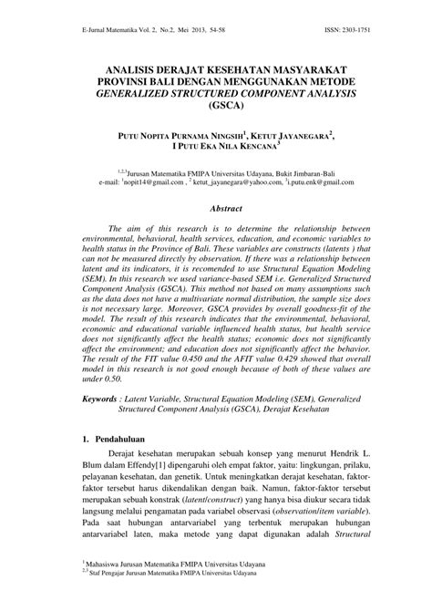 Pdf Analisis Derajat Kesehatan Masyarakat Provinsi Bali Dengan
