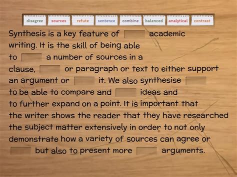 Synthesis Explanation Complete The Sentence