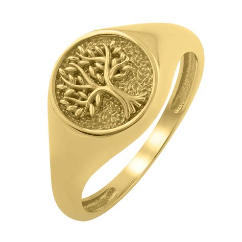 Tree Of Life Signet Ring In 14k Yellow Gold 24 Mm Boelry