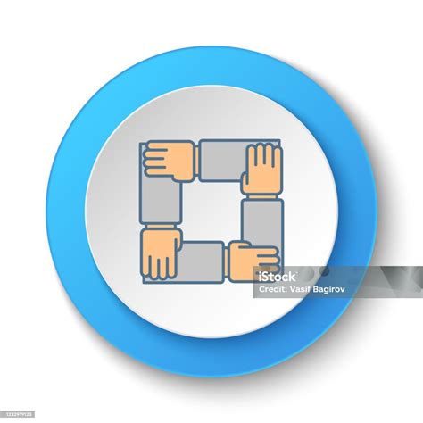 웹 아이콘의 둥근 버튼입니다 협력 손 벡터 아이콘 버튼 배너 라운드 응용 프로그램 일러스트를 위한 배지 인터페이스 0명에 대한 스톡 벡터 아트 및 기타 이미지 Istock