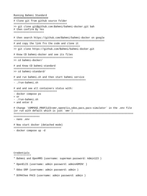 running bahmni standard pdf