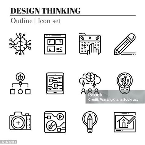 3 디자인 생각 아이콘 설정합니다 아이콘은 개요 일러스트 레이 션 건축에 대한 스톡 벡터 아트 및 기타 이미지 건축 그래픽 사용자 인터페이스 디자인 Istock