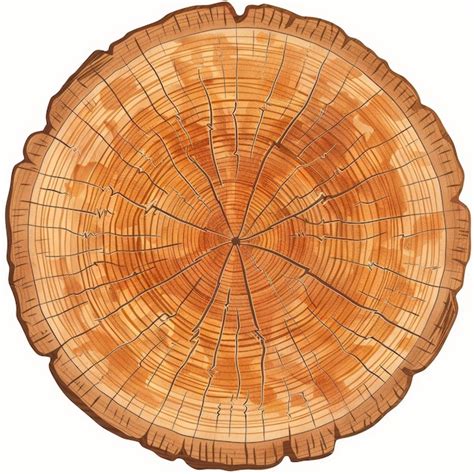 Cross Section Of Tree Trunk Showing Growth Rings And Annual Rings Vector Illustration Premium