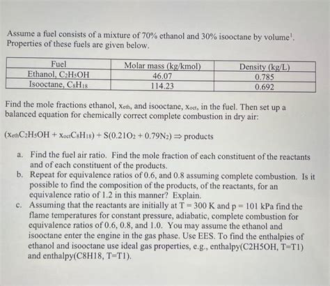 [solved] assume a fuel consists of a mixture of 70