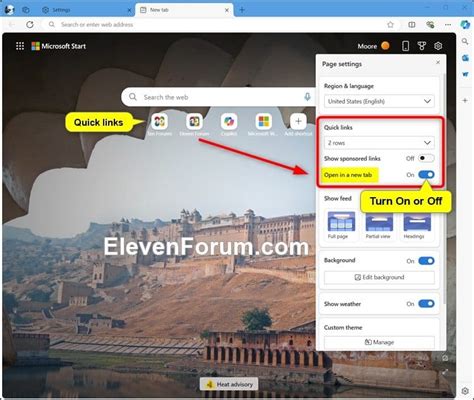 Enable Or Disable Open New Tab Page Quick Links In New Tab In Microsoft