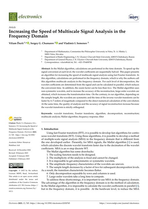 Pdf Increasing The Speed Of Multiscale Signal Analysis In The Frequency Domain