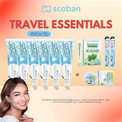 【travel Bundle】scoban Whitening Toothpaste 80g6mouthwashtoothpowder